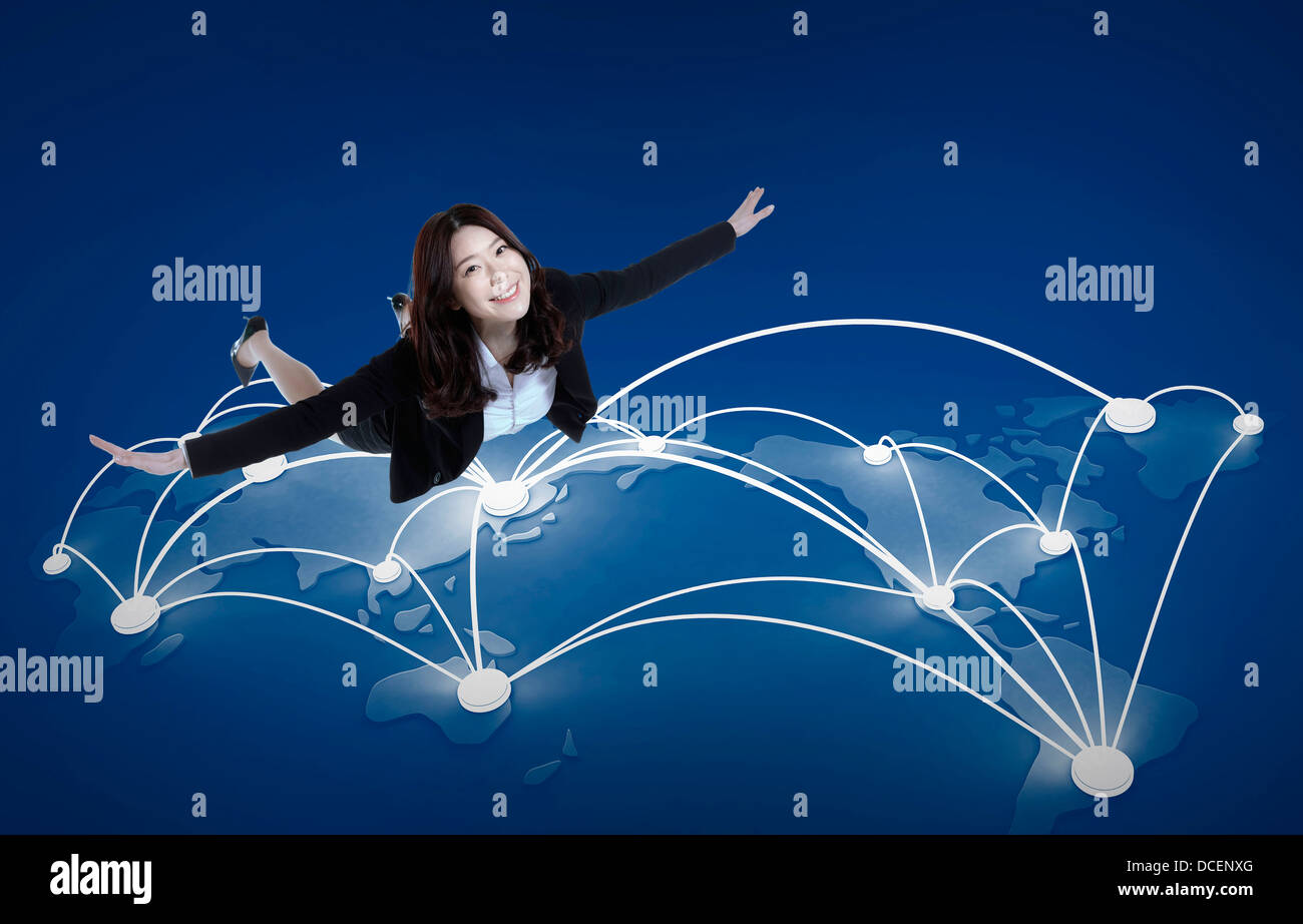 a business woman flying Stock Photo - Alamy