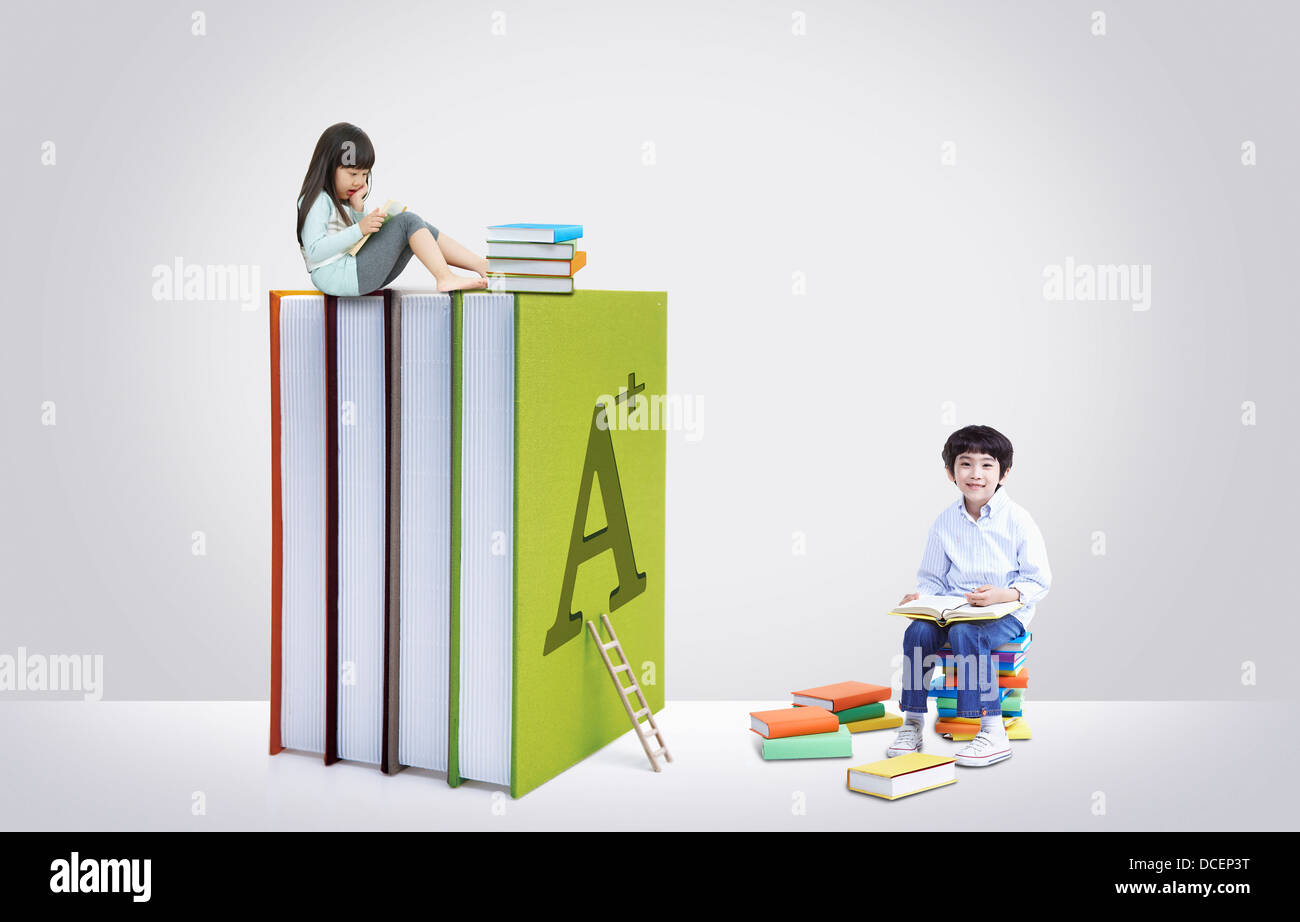 kids studying hard to get good grade Stock Photo - Alamy