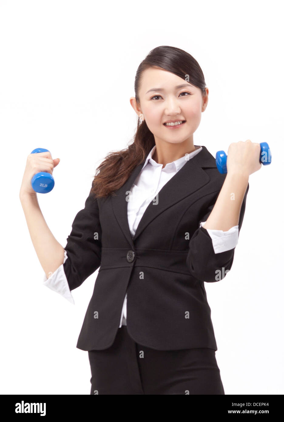 Business people using dumbbell fitness Stock Photo - Alamy