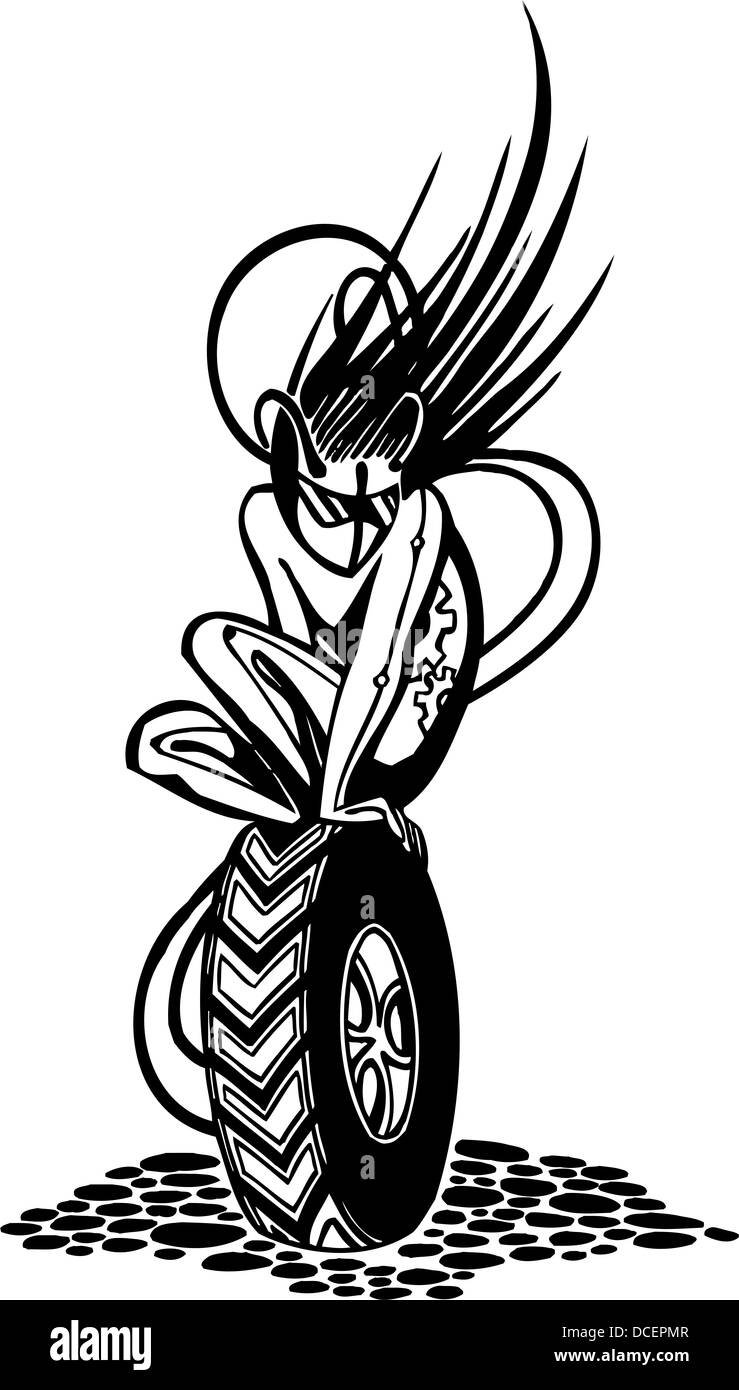 Human and wheel. Vinyl-ready design Stock Photo - Alamy