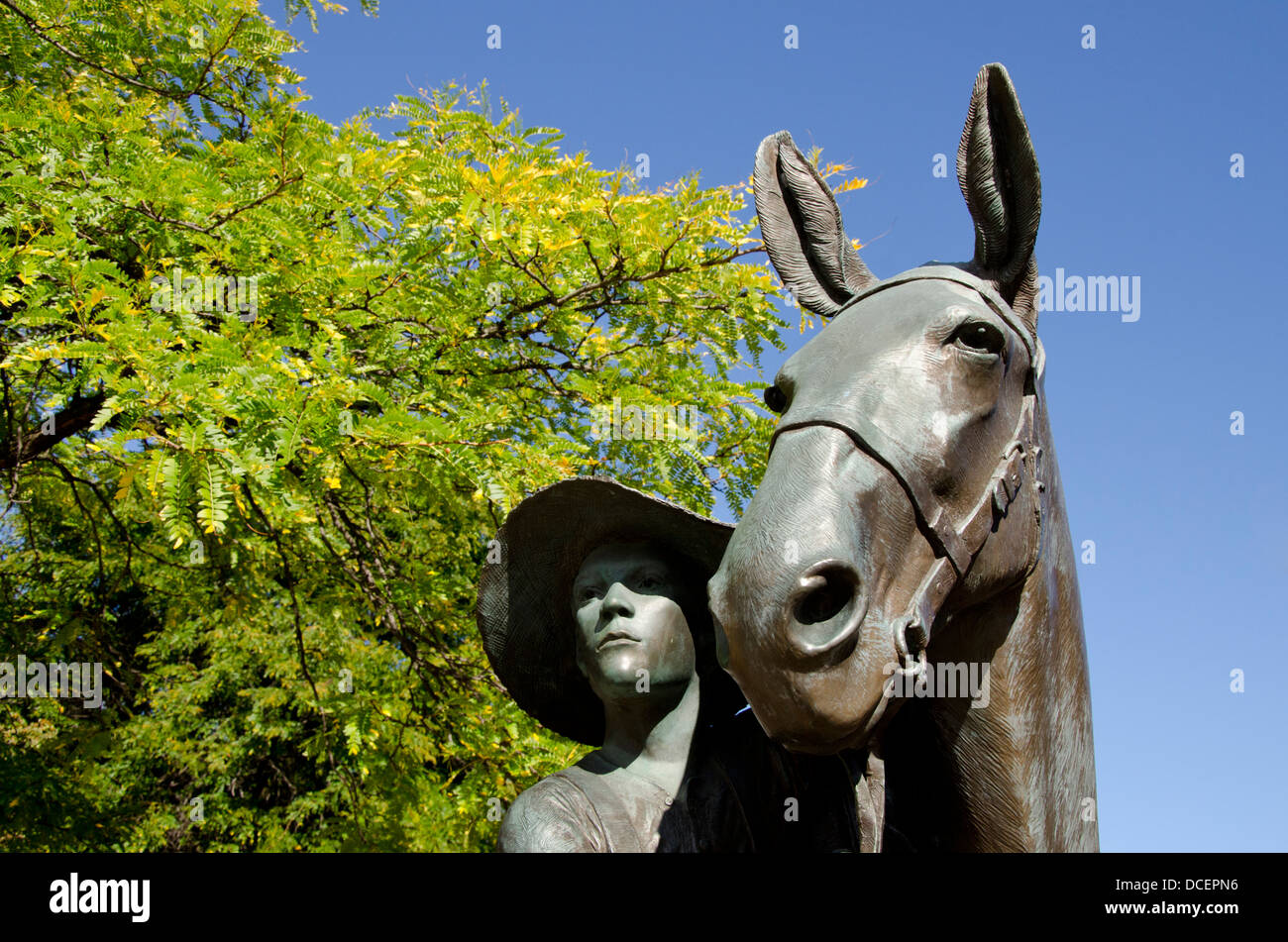New York, Syracuse. Historic Erie Boulevard, monument to the mules and ...