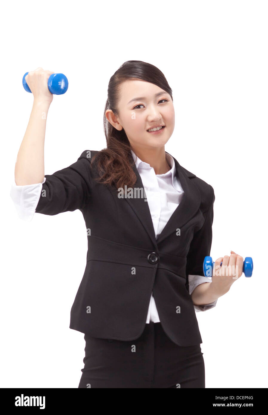 Business people using dumbbell fitness Stock Photo - Alamy