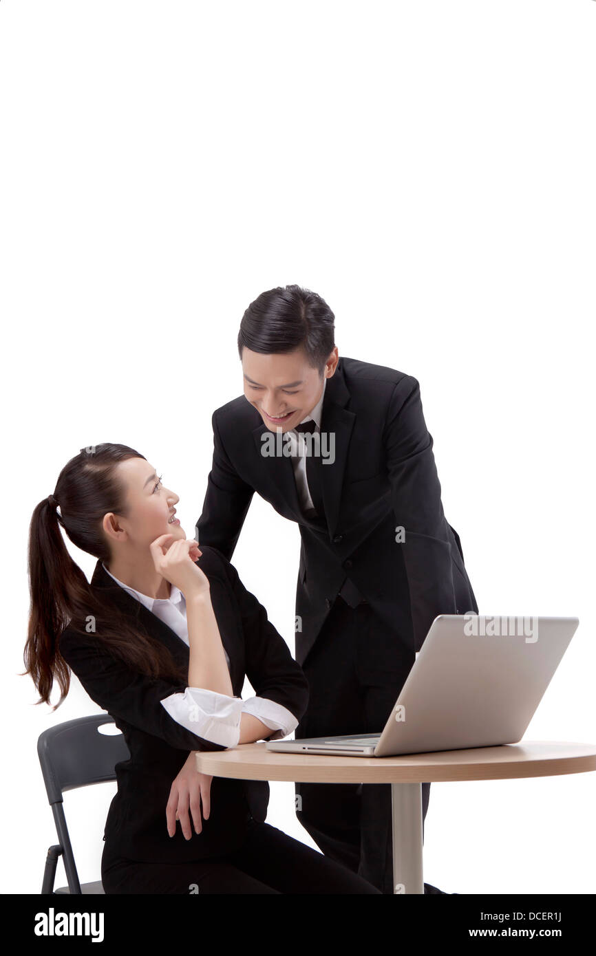 Business people using computer Stock Photo - Alamy