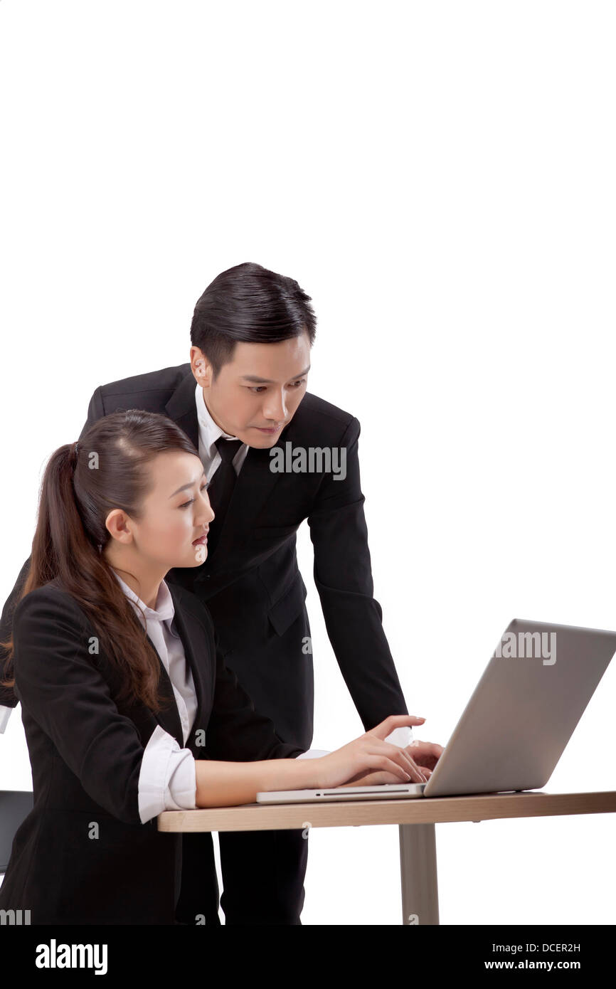 Business people using computer Stock Photo - Alamy