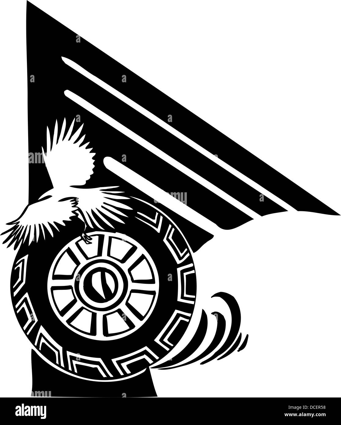 Wheel and eagle. Vinyl-ready design Stock Photo - Alamy