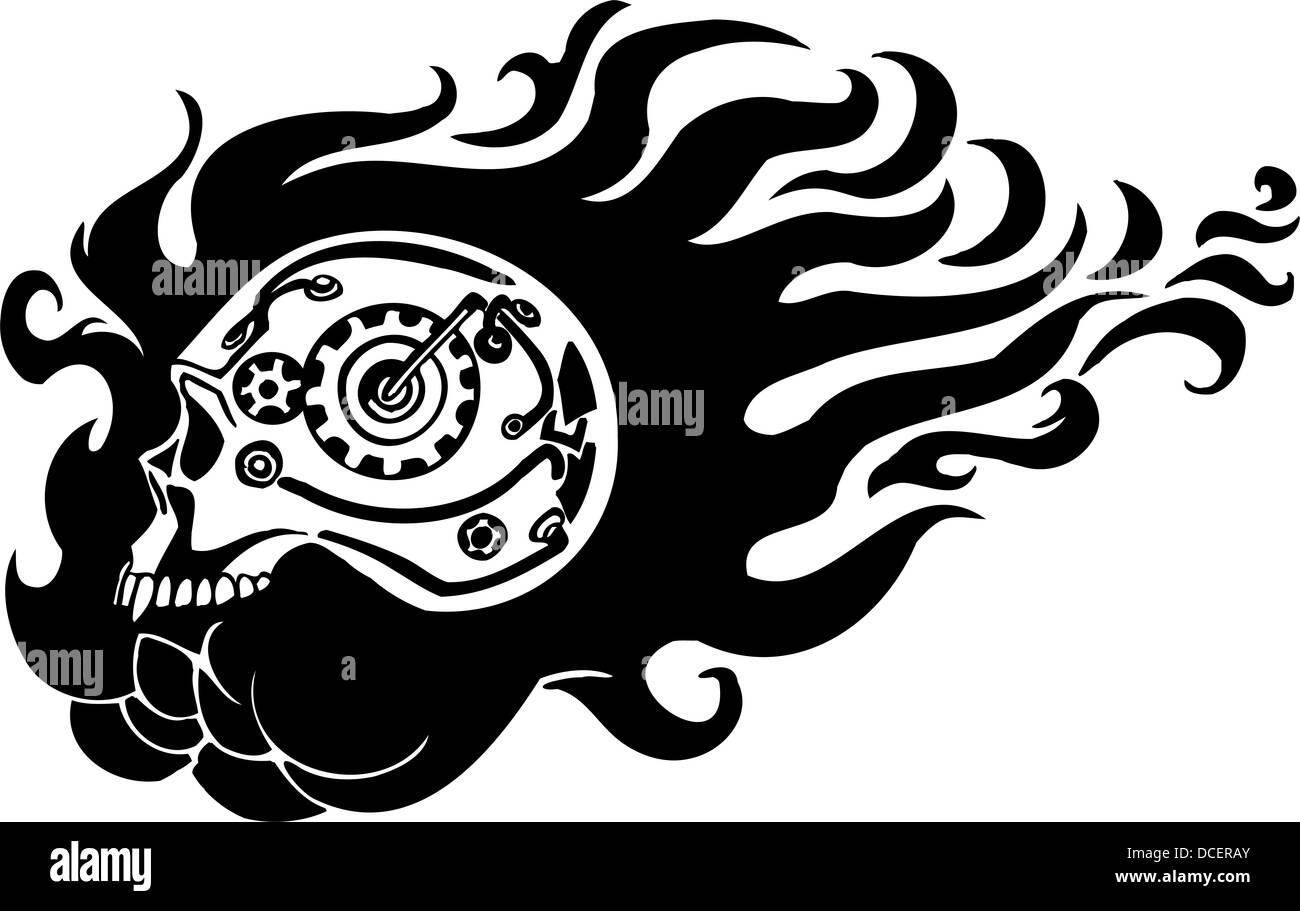 Skull and gear. Vinyl-ready design Stock Photo - Alamy