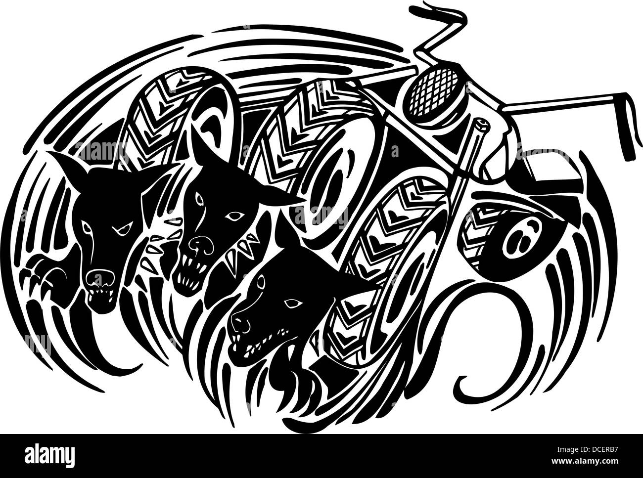 Wolfs and motorbike. Vinyl-ready design Stock Photo - Alamy