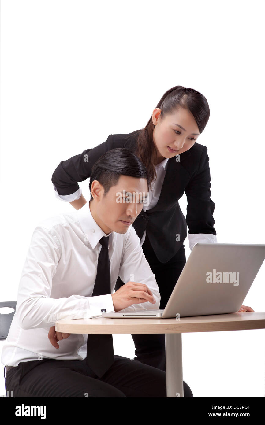Business people using computer Stock Photo - Alamy