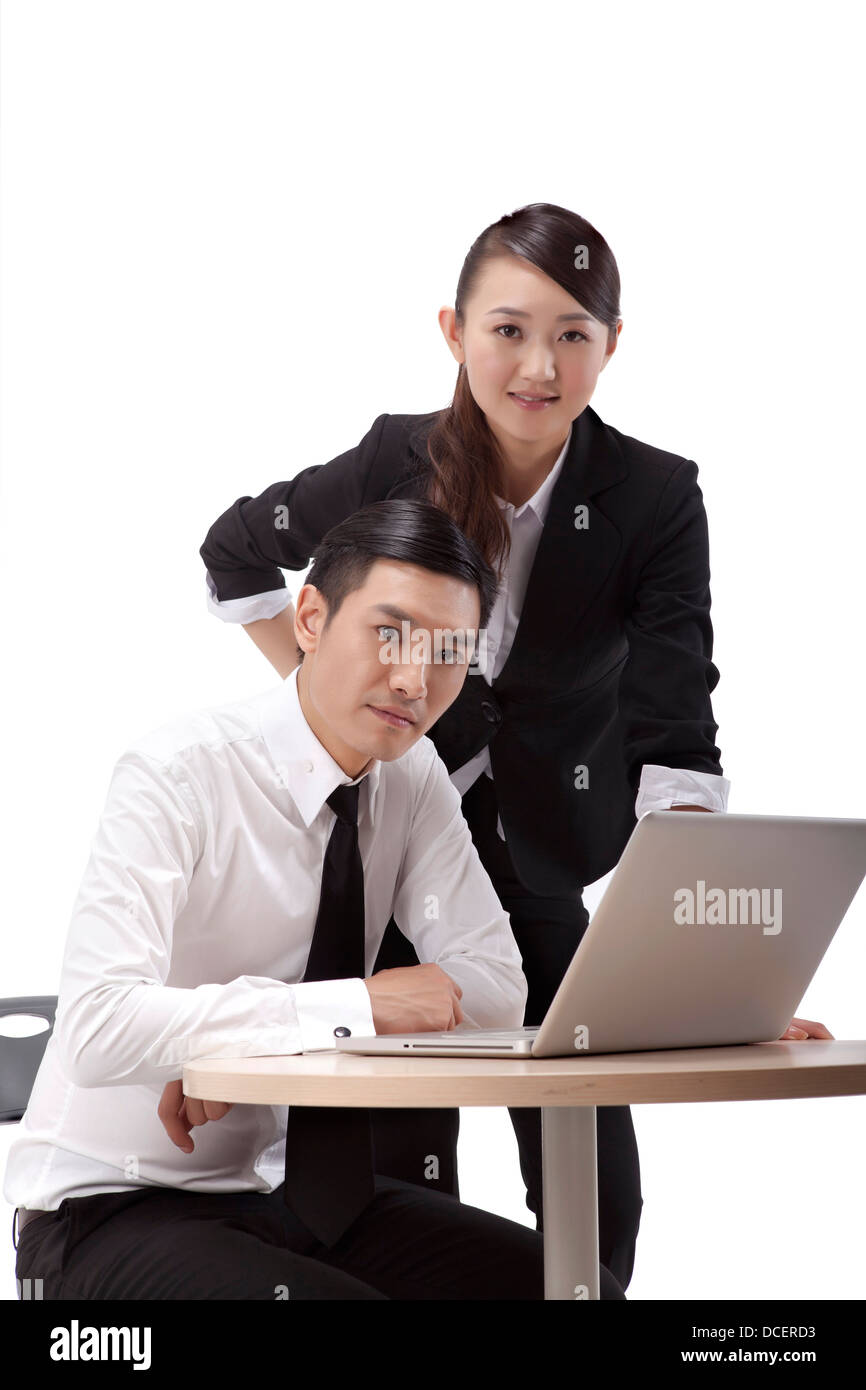 Business people using computer Stock Photo - Alamy