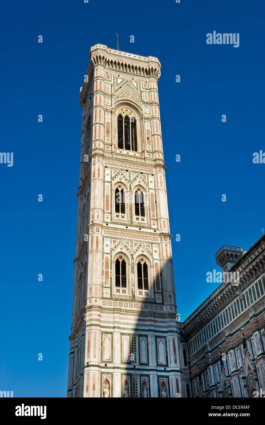 Italy, Tuscany, Florence, Santa Maria del Fiore or Duomo, Giotto bell ...