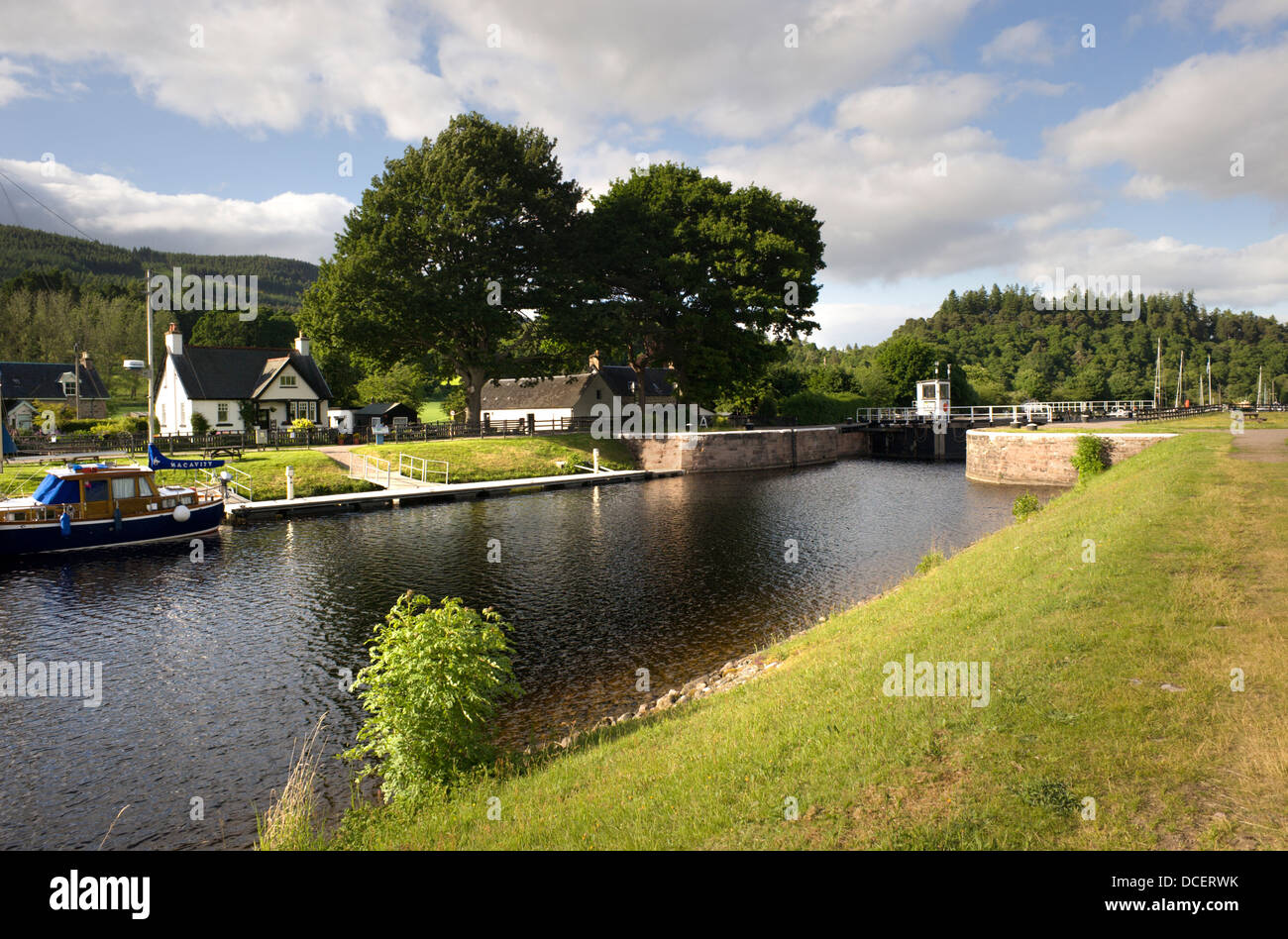 Dochgarroch Lock on the Caledonian Canal near Inverness Scotland Stock ...