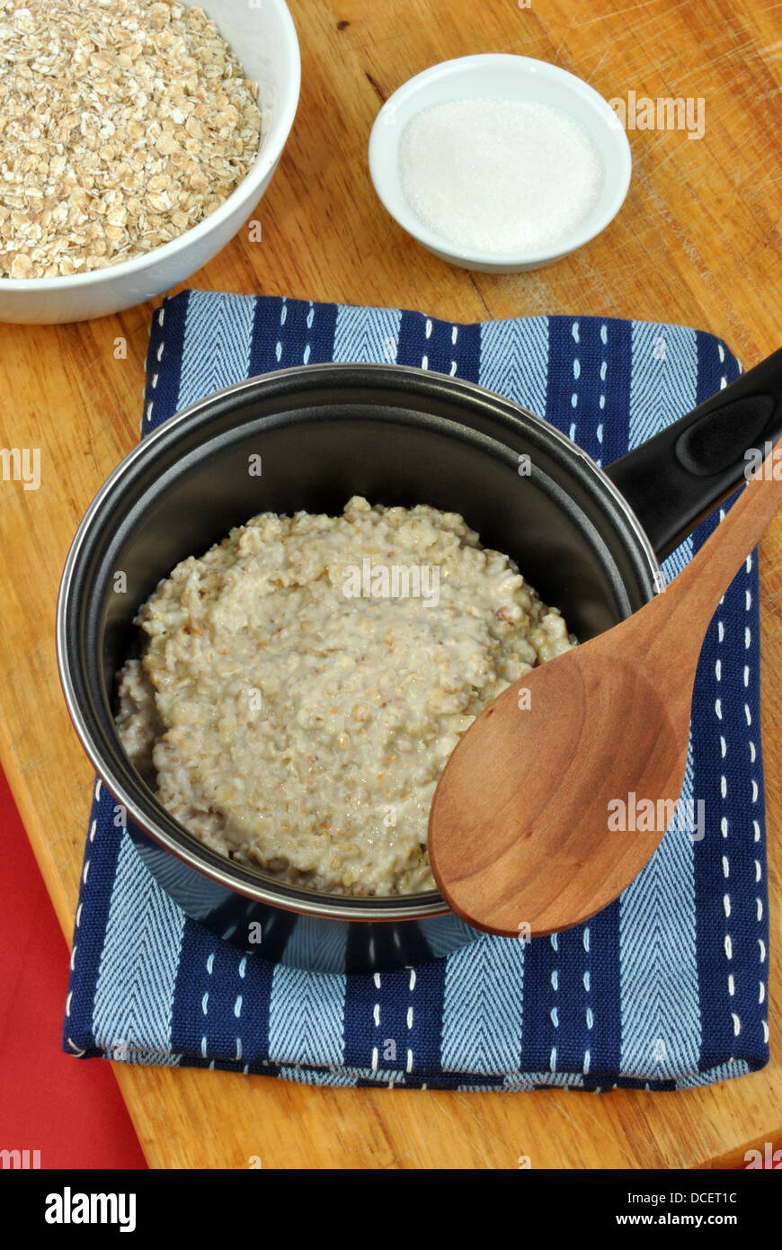 home made organic porridge in a pot Stock Photo - Alamy