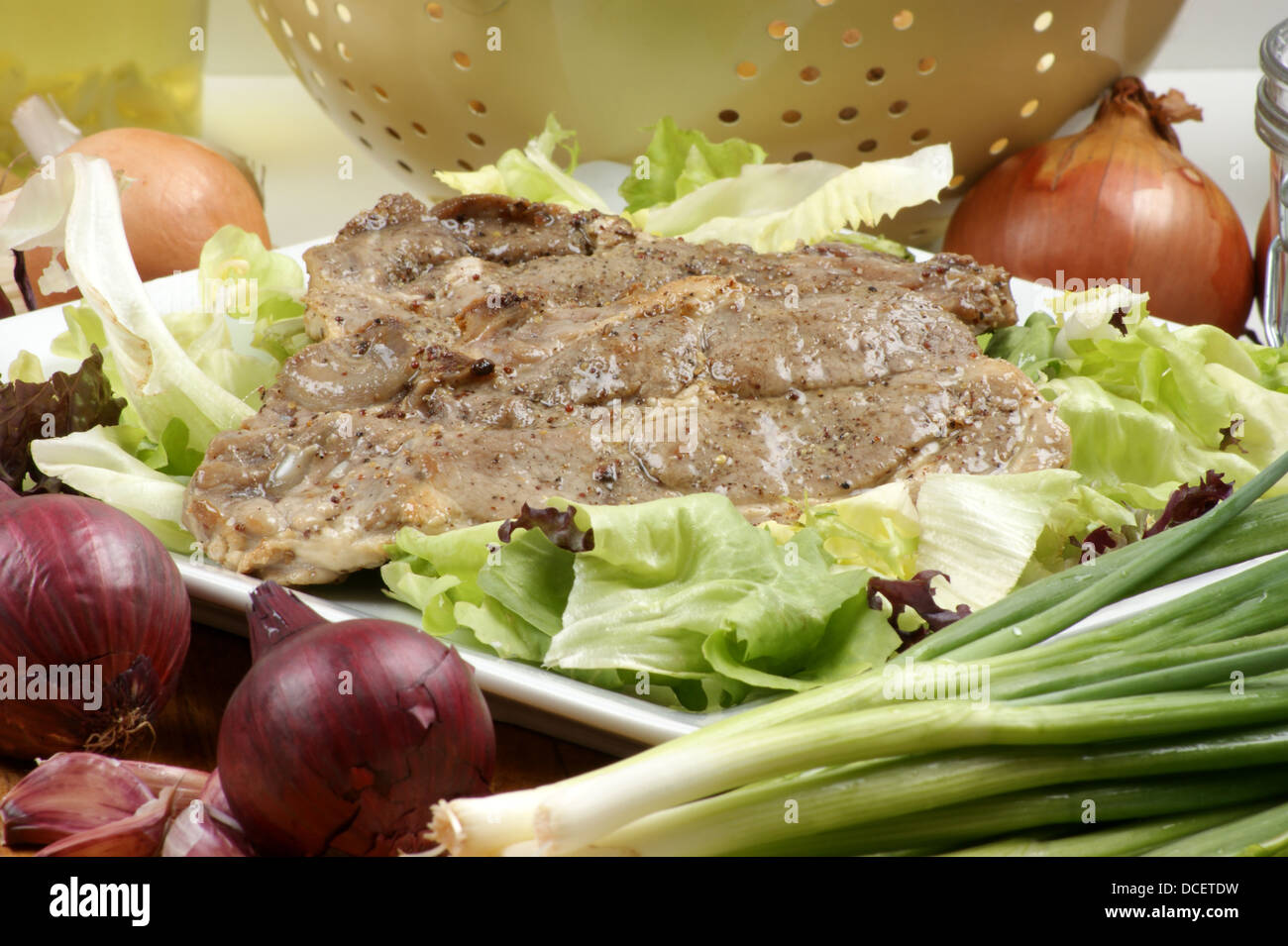 spare rib chops with fresh organic vegetable Stock Photo - Alamy
