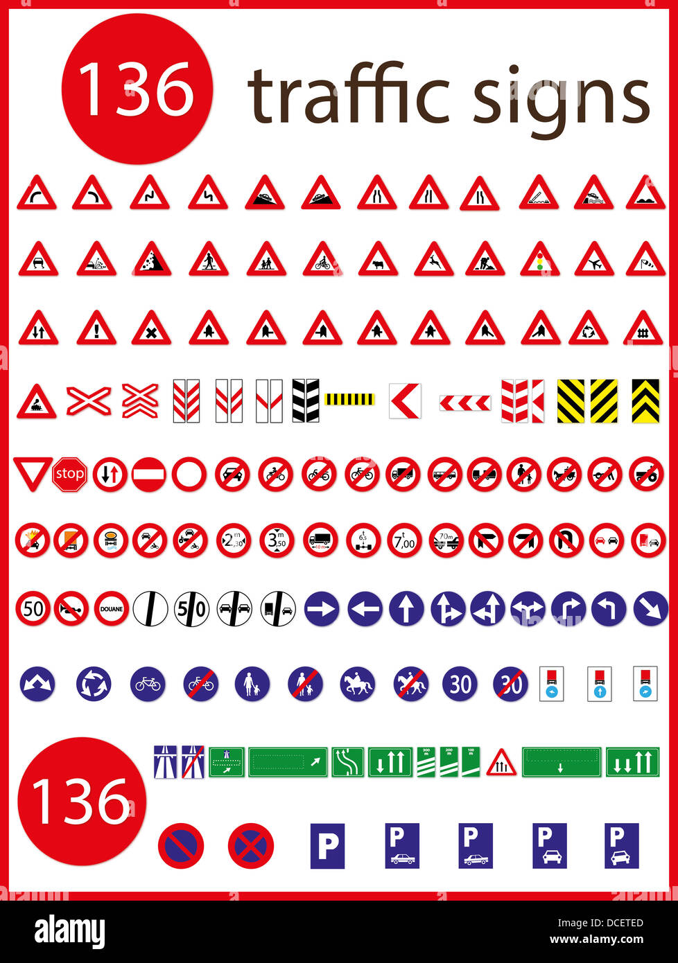 hundred and thirty-six traffic signs Stock Photo - Alamy