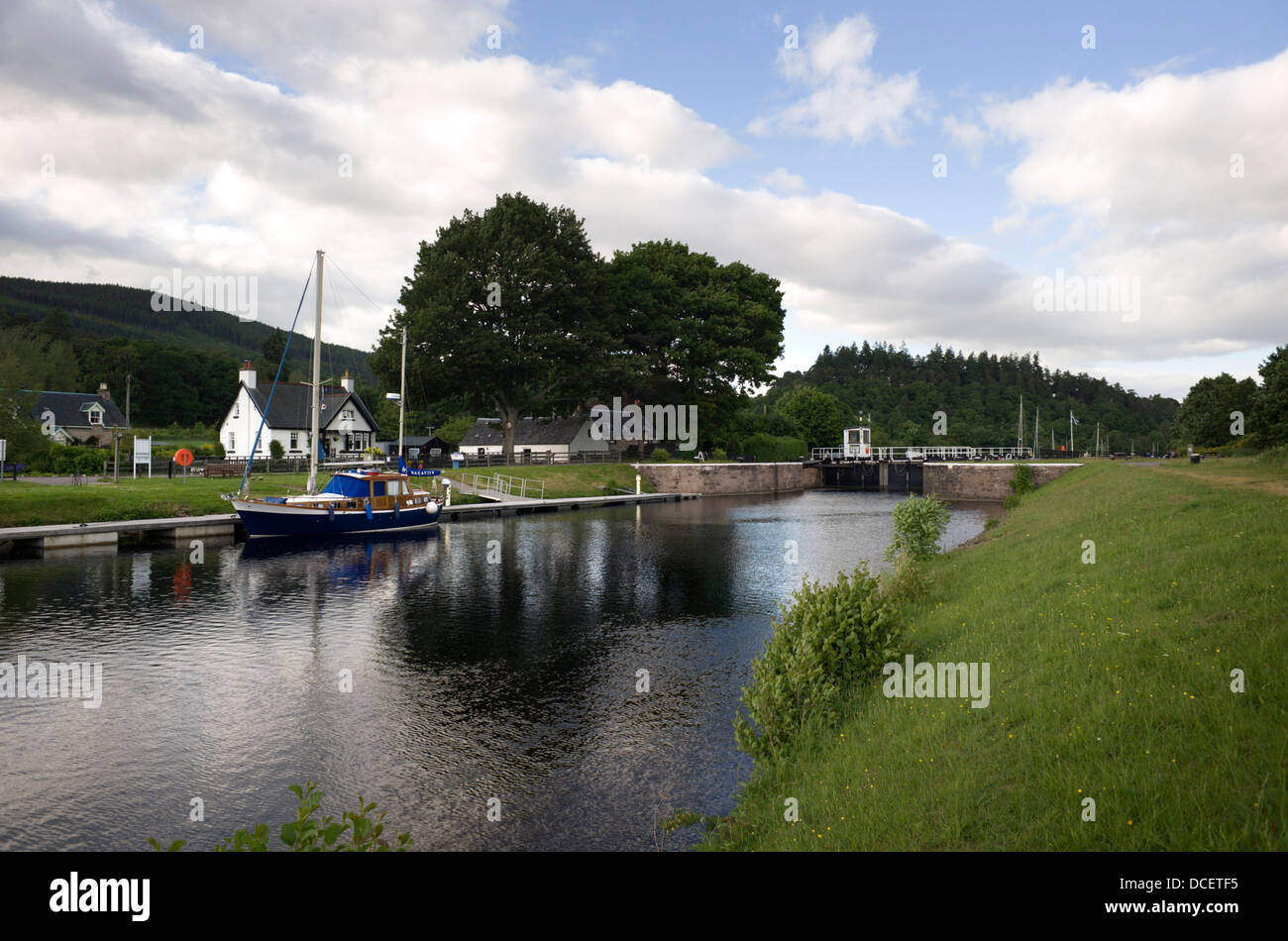 Dochgarroch Lock on the Caledonian Canal near Inverness Scotland Stock ...