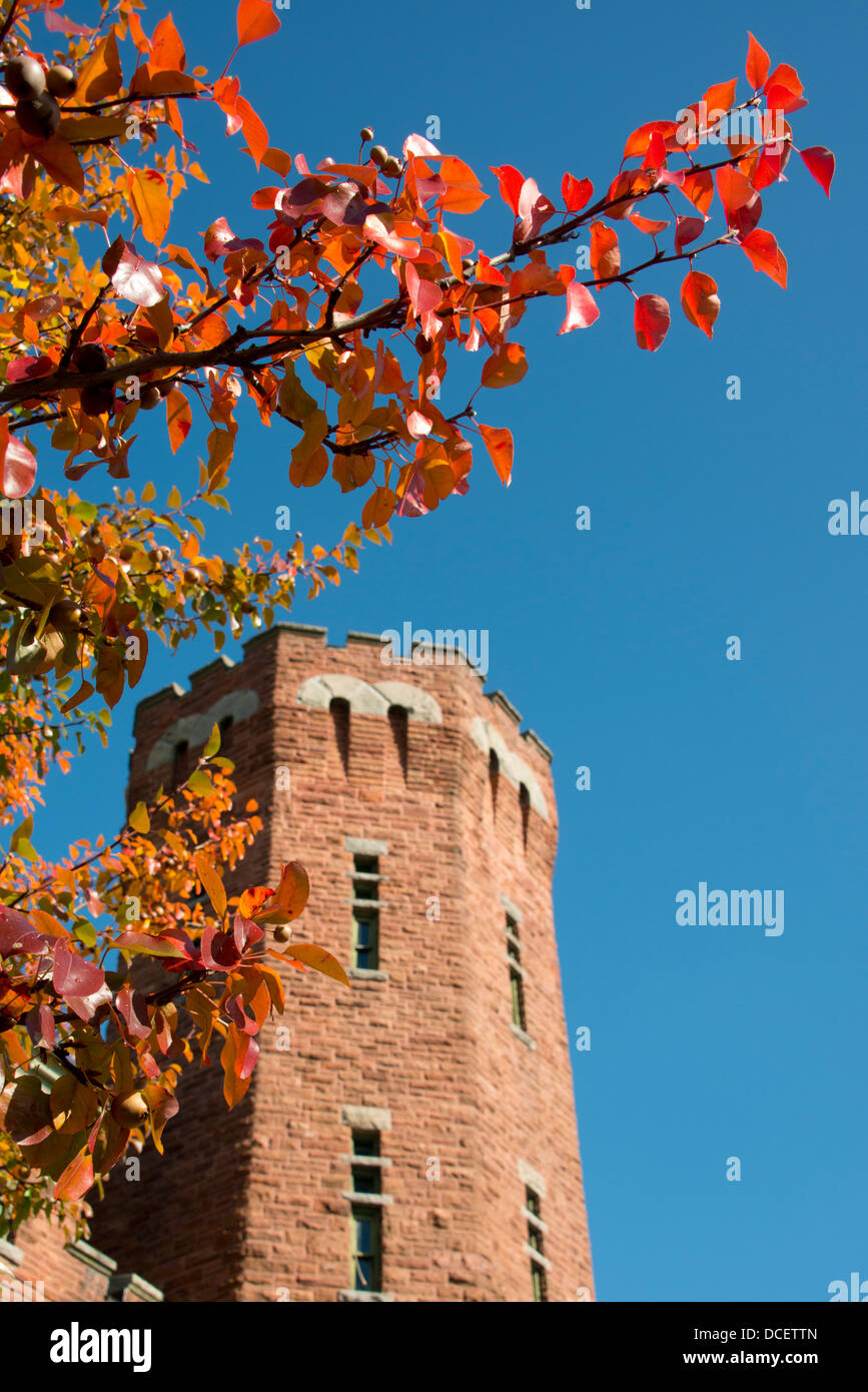 New York, Ogdensburg. Historic National Guard Armory in autumn, c.1898 ...