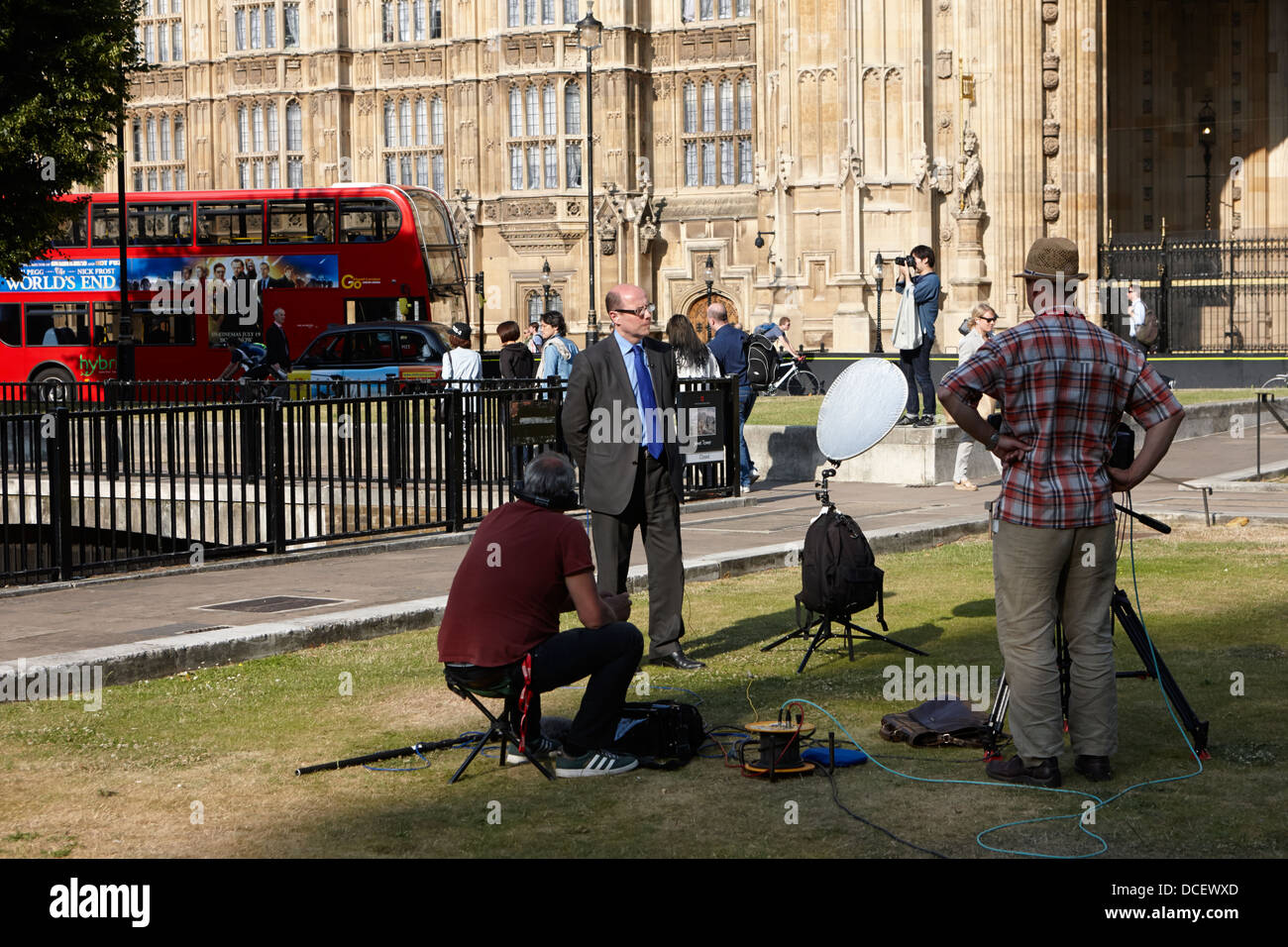 bbc tv political media crew on college green in front of the palace of ...