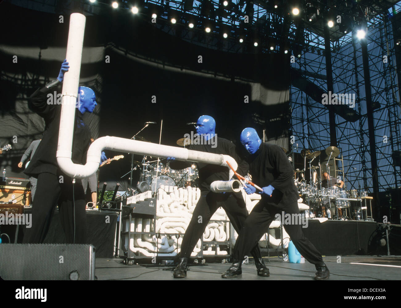 BLUE MAN GROUP American rock group in 2002. Photo Jeffrey Mayer Stock ...