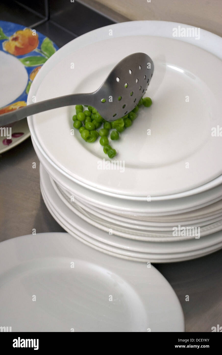 plate used in a large kitchen canteen Stock Photo - Alamy