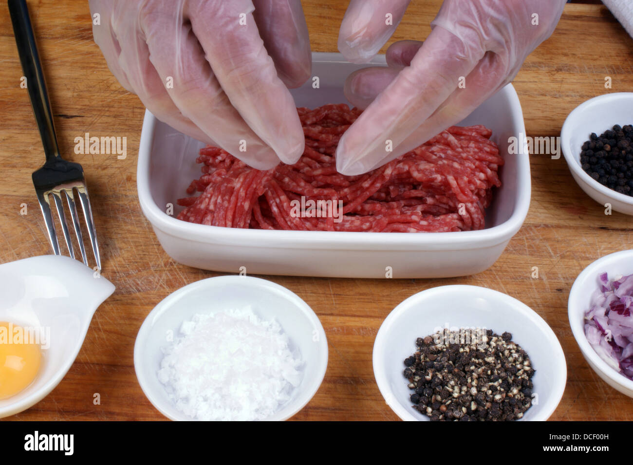 how to make home made pork tatar Stock Photo - Alamy