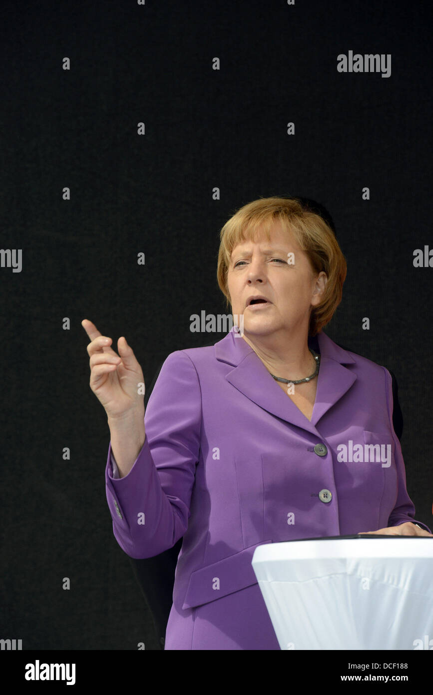 Greifswald, Germany. 16th Aug, 2013. German Chancellor Angela Merkel ...
