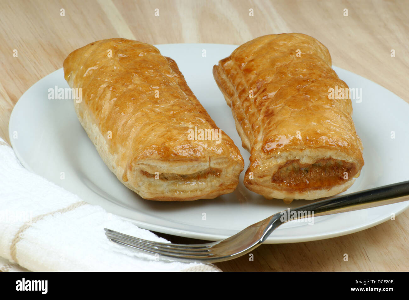 home made sausage rolls on a plate Stock Photo - Alamy