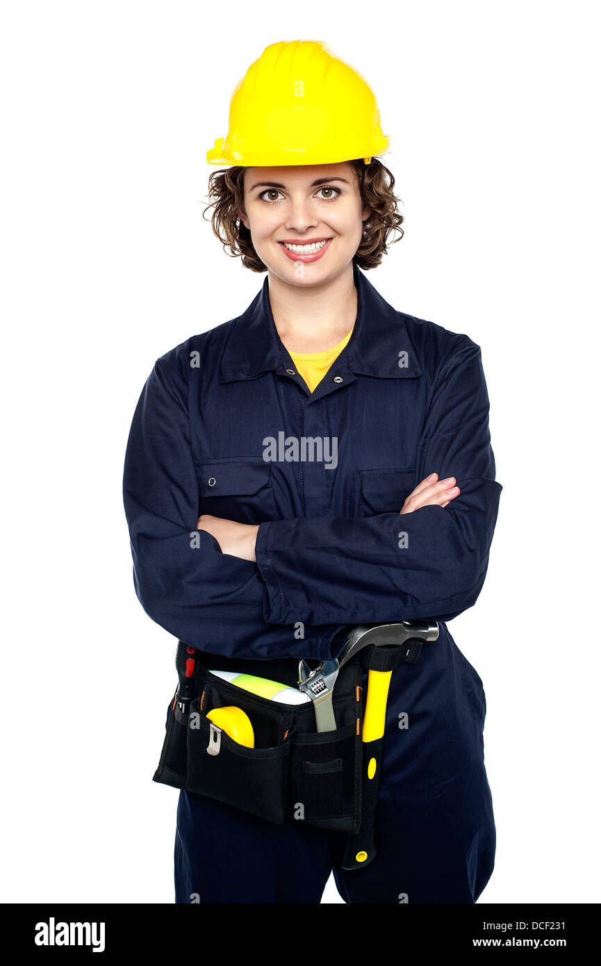 Young female site manager posing confidently Stock Photo - Alamy