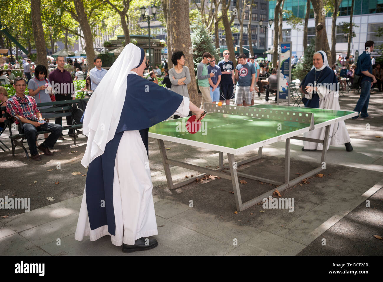 Nuns from the Sisters of Life order of the Catholic Church play an ...