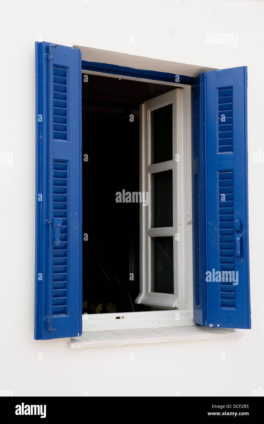 Greek blue window Stock Photo - Alamy