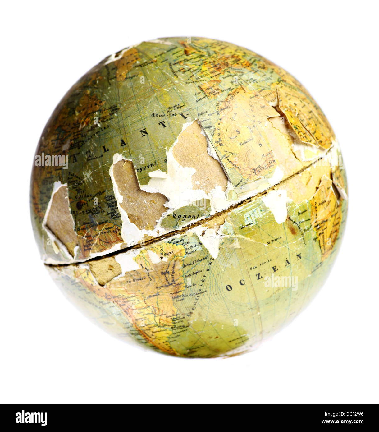 A broken vintage globe, illustration for a damaged planet Stock Photo ...