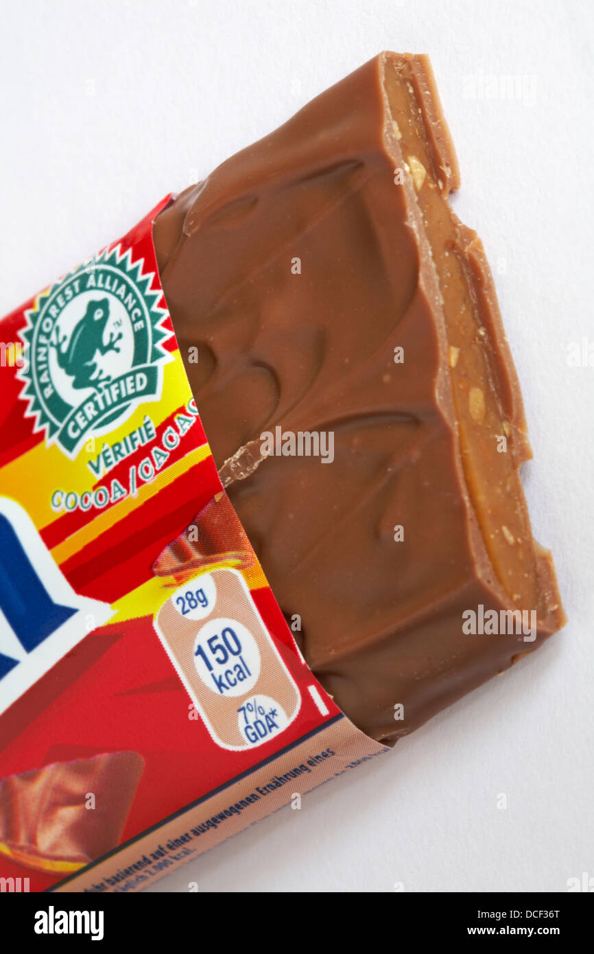 Daim chocolate bar broken to show inside set on white background Stock ...