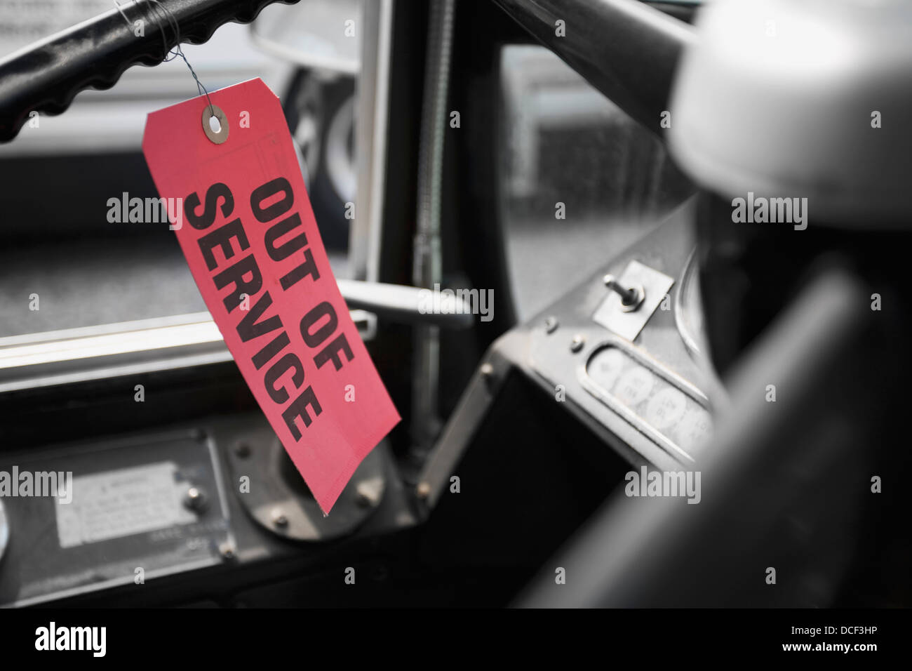 Out Of Service Tag On Tour Bus Stock Photo - Alamy