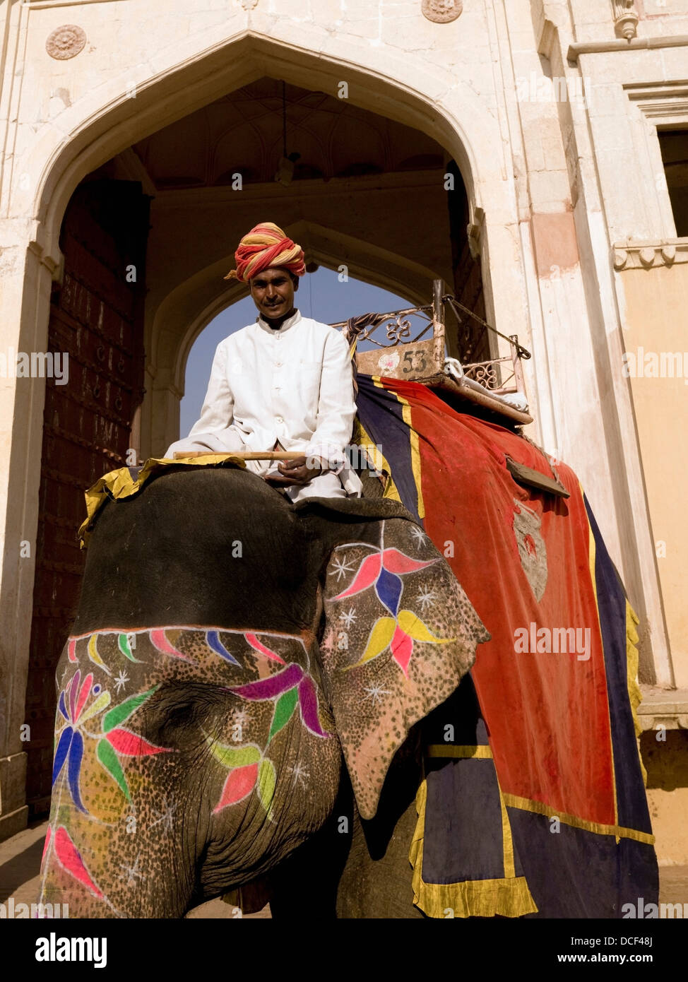 Indian Man Sitting On Elephant Stock Photos & Indian Man Sitting On ...