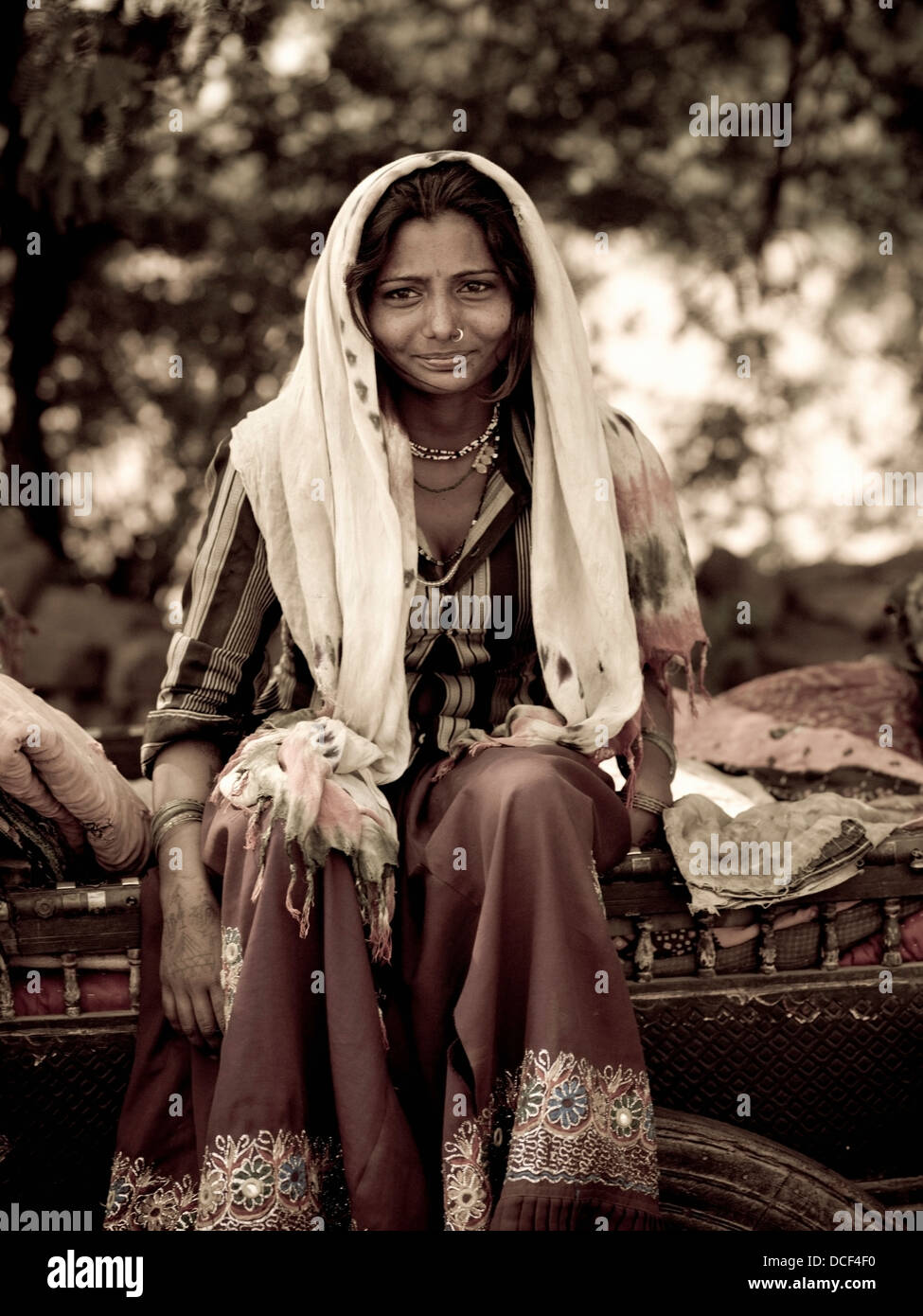 India;Portrait Of Young Indian Gypsy Woman,Sitting On Her Cart Stock ...