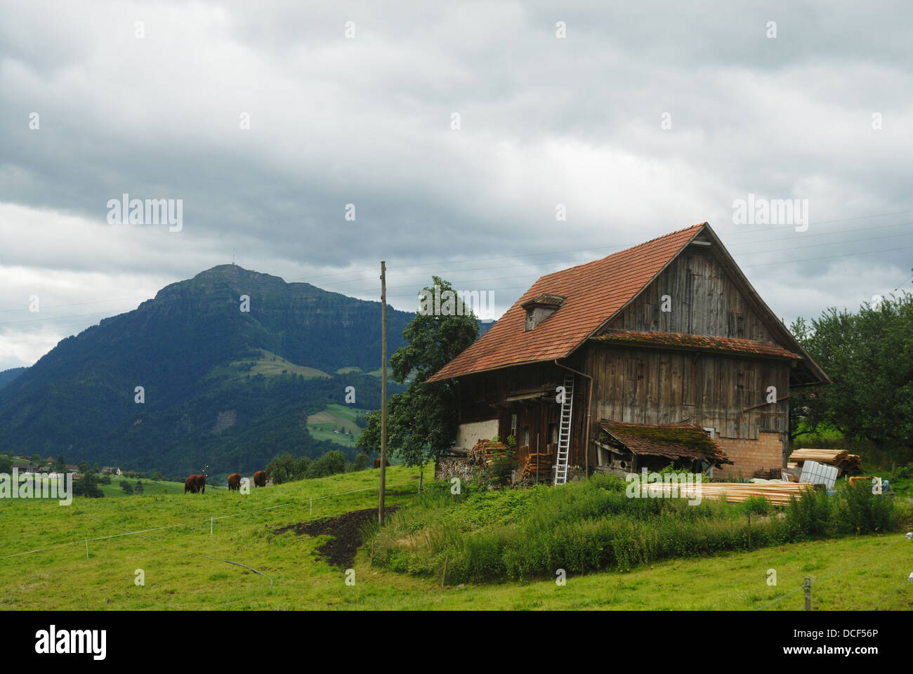 Typical barn in Switzerland Stock Photo - Alamy
