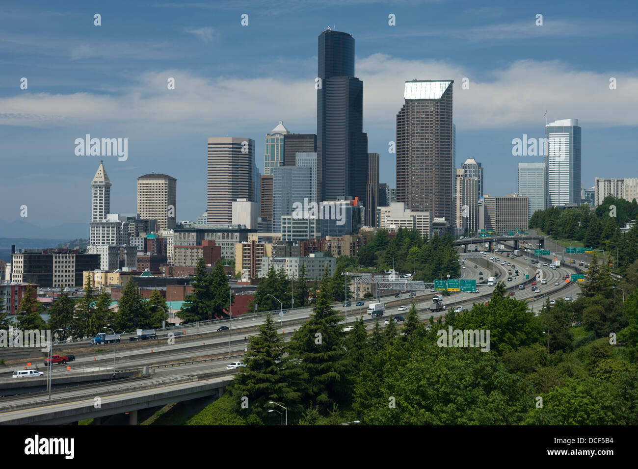ROUTE 5 INTERSTATE HIGHWAY DOWNTOWN SKYLINE SEATTLE WASHINGTON STATE ...