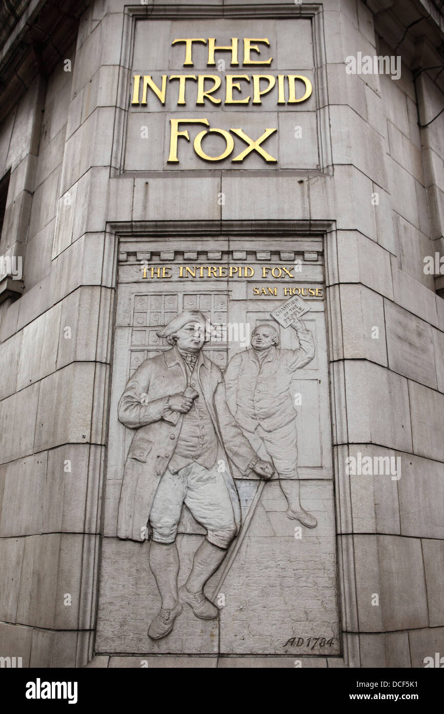 A bas relief sign for the Intrepid Fox in Soho, London, England Stock ...
