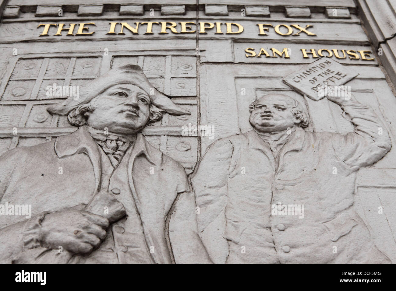 A bas relief sign for the Intrepid Fox in Soho, London, England Stock ...