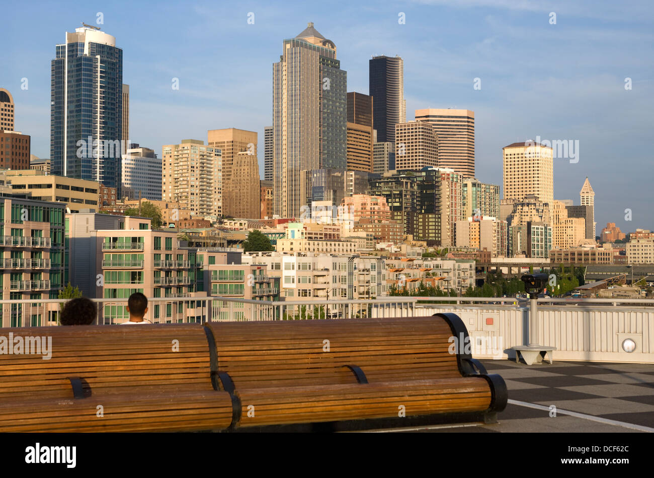 OBSERVATION DECK PIER 66 BELL STREET MARINA DOWNTOWN SKYLINE SEATTLE ...
