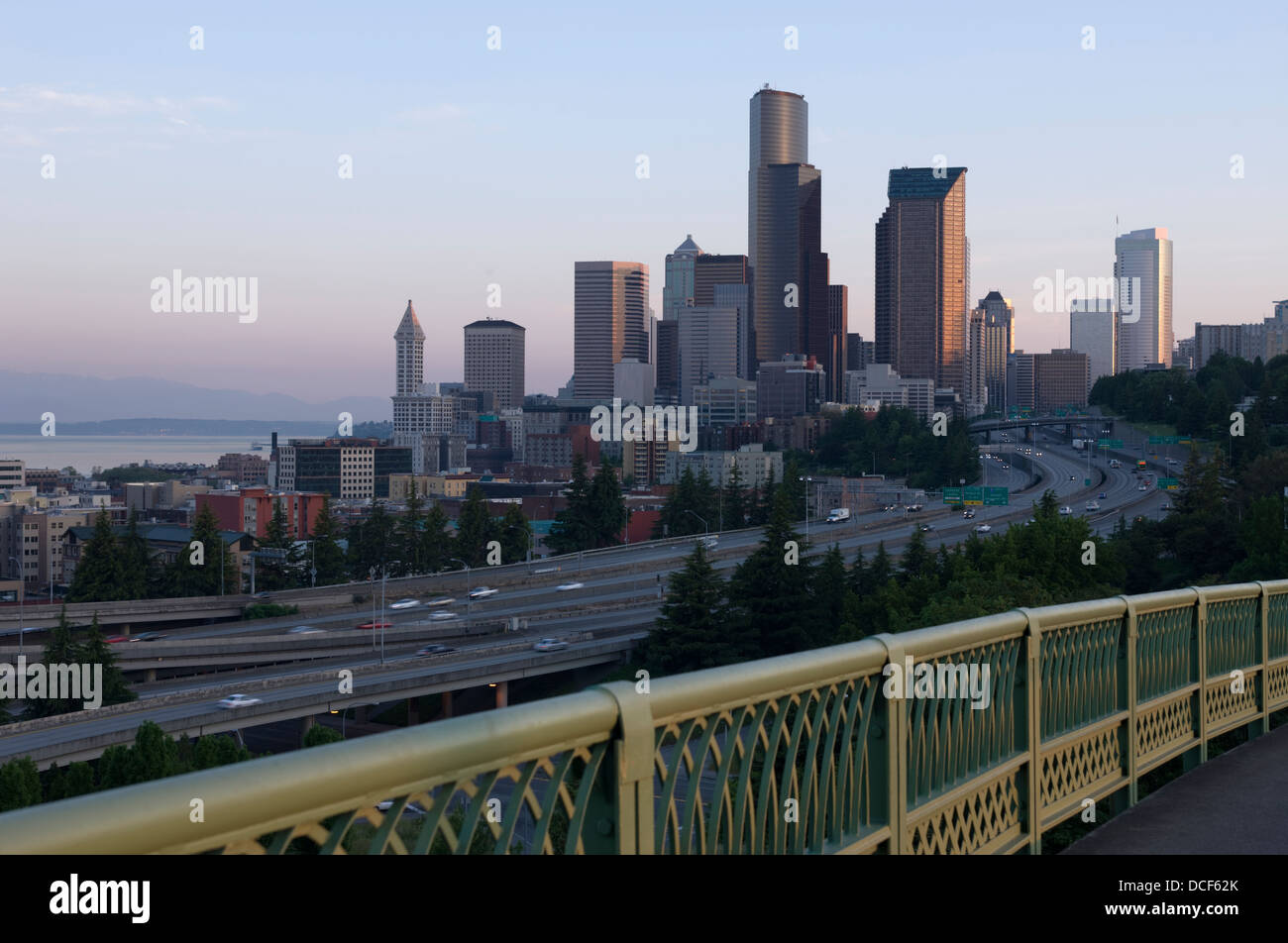 ROUTE 5 INTERSTATE HIGHWAY DOWNTOWN SKYLINE SEATTLE WASHINGTON STATE ...
