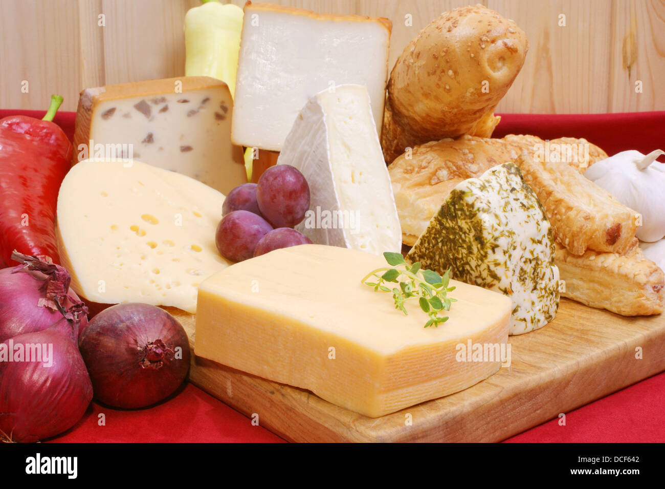 cheese platter with some organic fresh cheese Stock Photo - Alamy