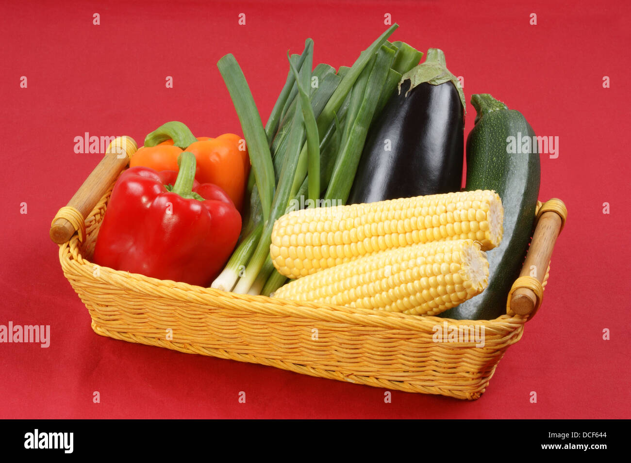 sweet corn and fresh pepper in a basket Stock Photo - Alamy