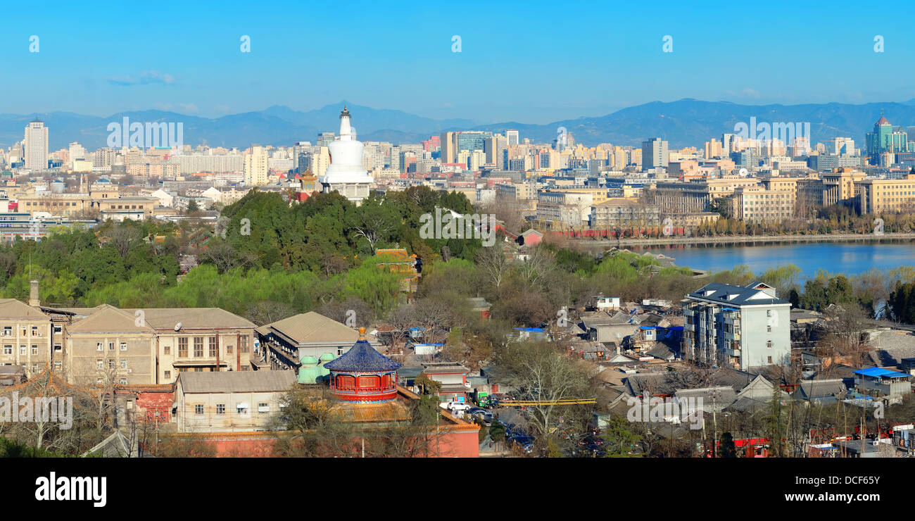 Beijing architecture and city skyline in the morning with blue sky ...