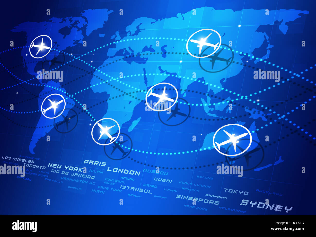 abstract concept world aviation directions blue business background ...