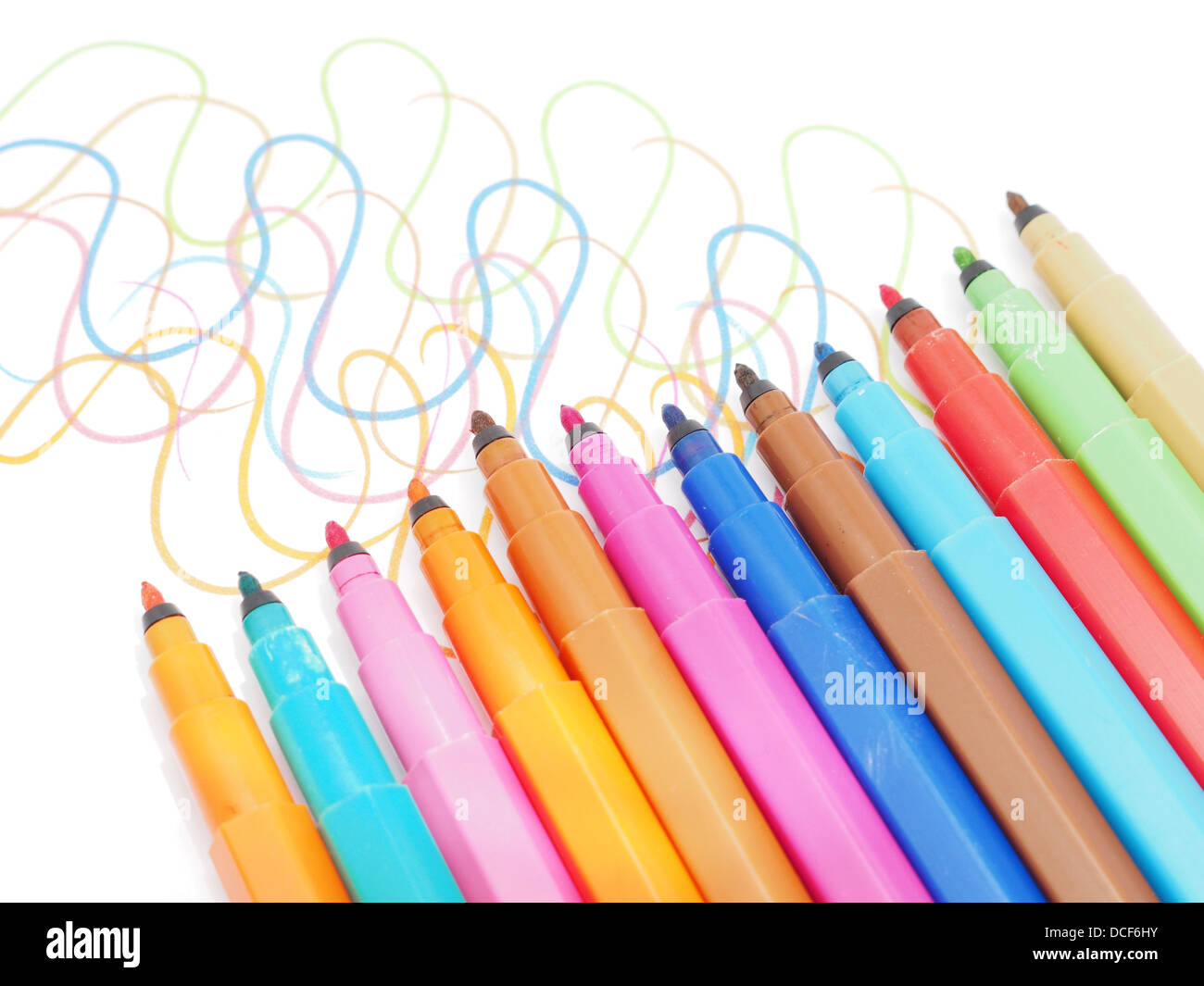 felt-tip pens on a white background Stock Photo - Alamy