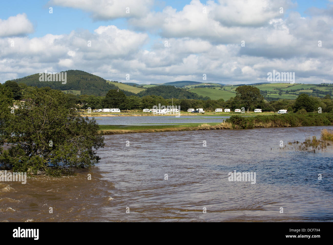 16 August 2013, Aberystwyth, Wales, Flooding of the river Rheidol near ...