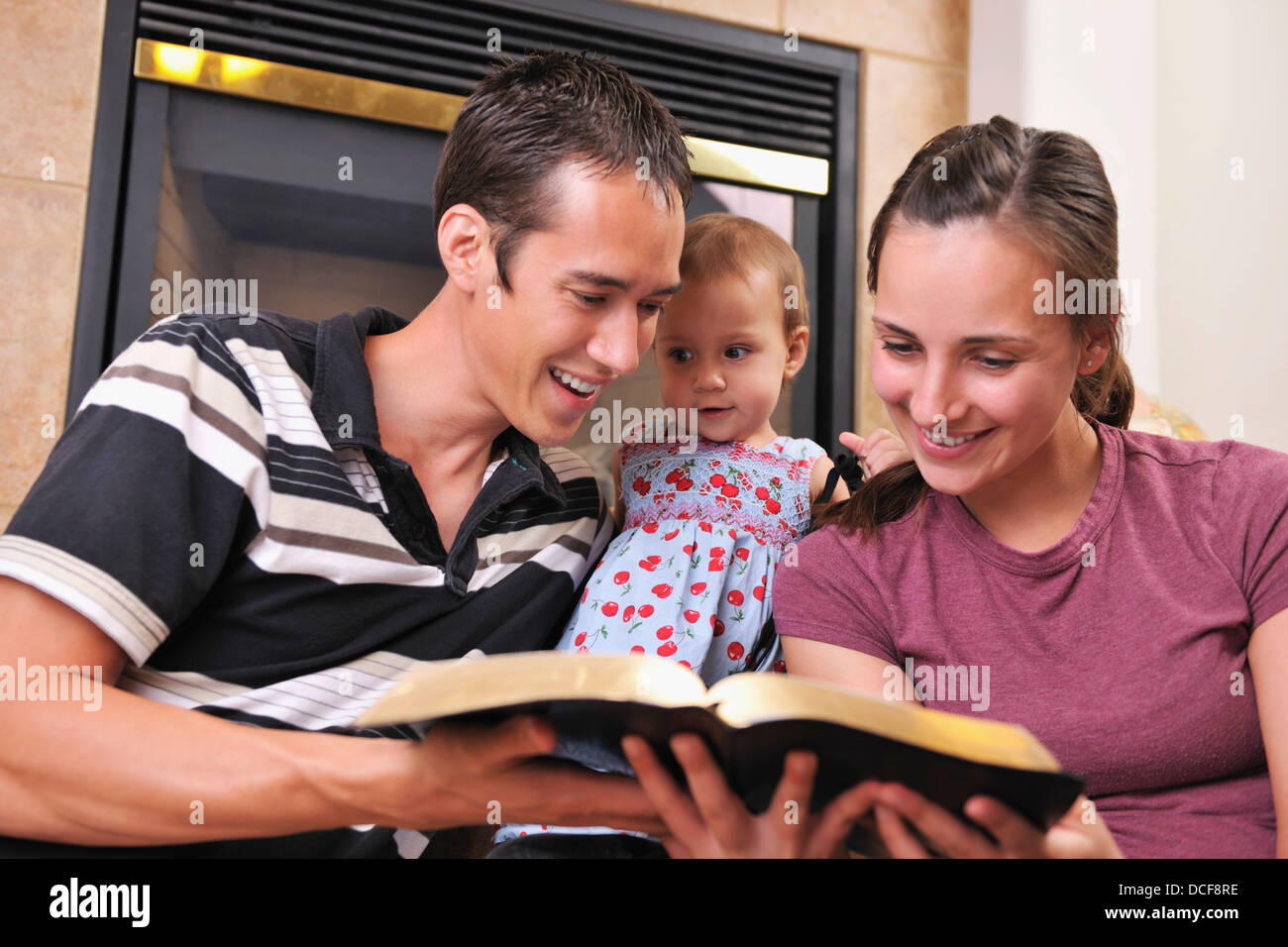 Christian Bible Family Reading Together