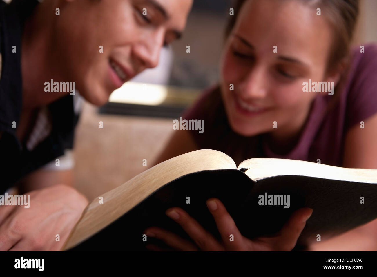 A Couple Reading The Bible Together Stock Photo - Alamy