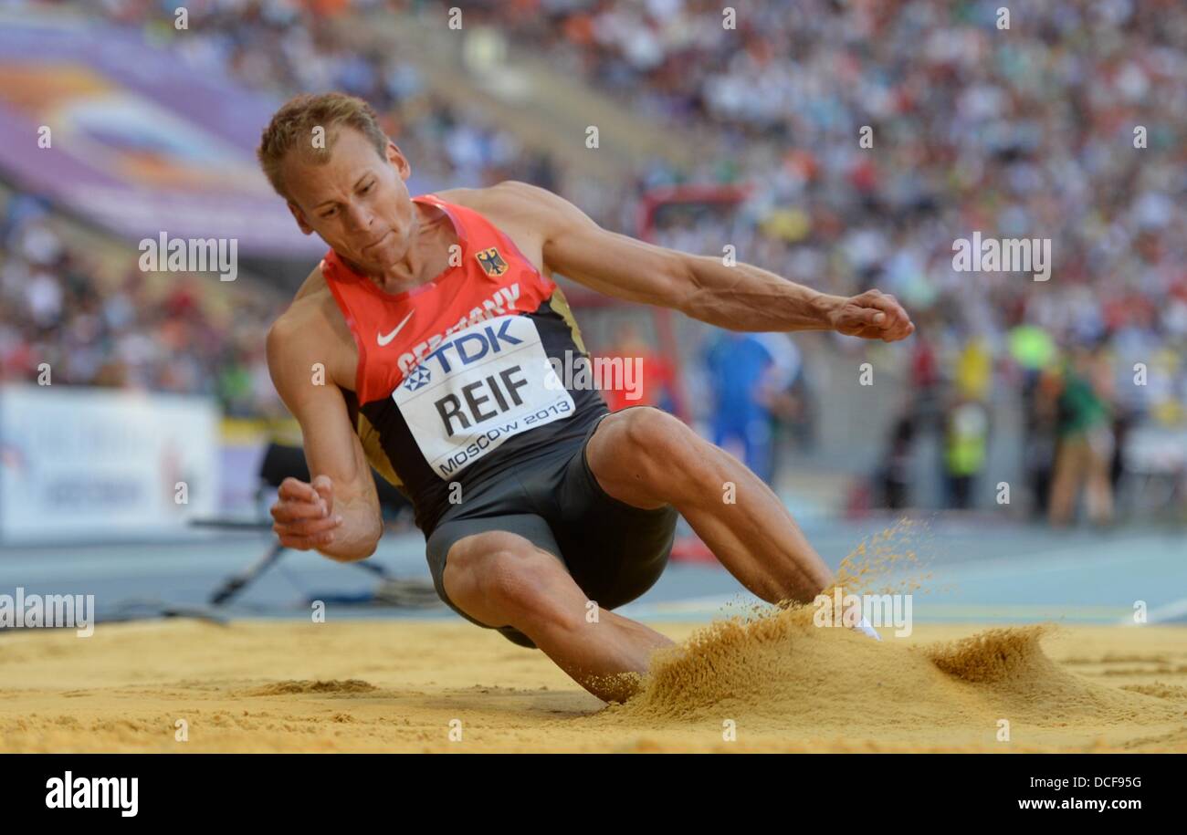 Moscow, Russia. 16th Aug, 2013. Christian Reif of Germany competes in ...