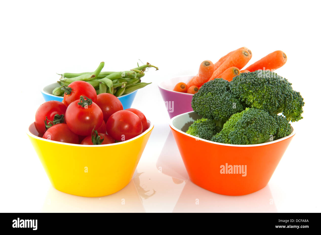 colorful bowls with vegetables Stock Photo - Alamy
